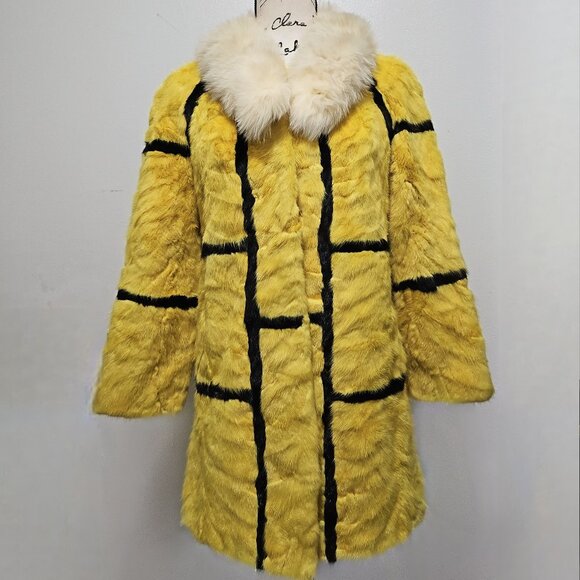 Jackets & Coats | New Rare Bright Lemon Bumblebee Yellow Mink Fur Coat ...